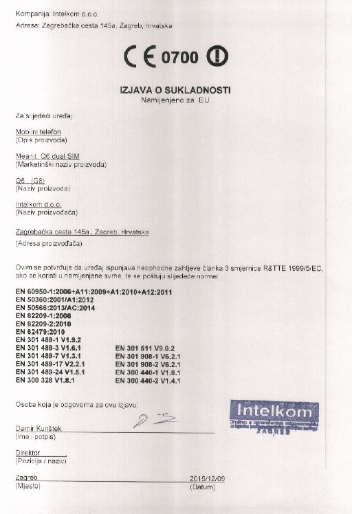 MeanIT - Izjave o sukladnosti